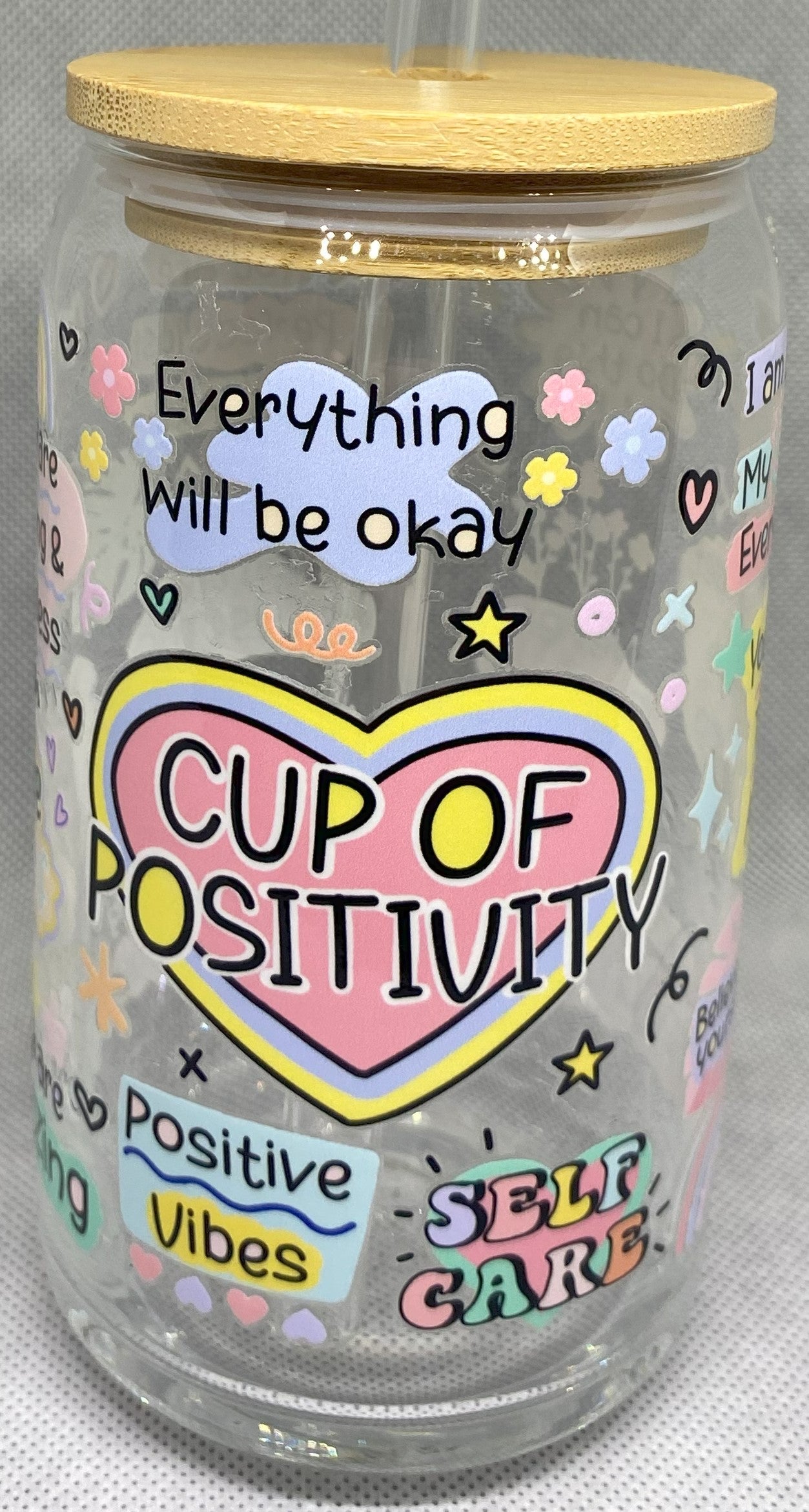 CUP OF POSITIVITY - GLASS CUP – CraftyHolic